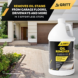 GRITT COMMERCIAL Concrete Oil Stain Remover | All Purpose Concentrated Cleaner for Oil, Grease, and Rust | Removes Stains from Concrete and Asphalt Driveways, Garages, and Patios 64 oz