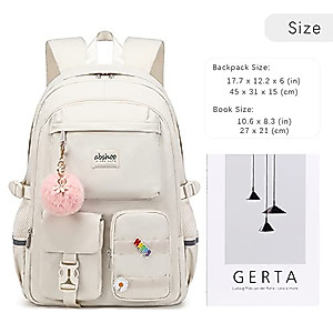 abshoo Big Student Laptop Backpack For College Women Middle High School Teen Girls Bookbag Travel Daypack (Beige)