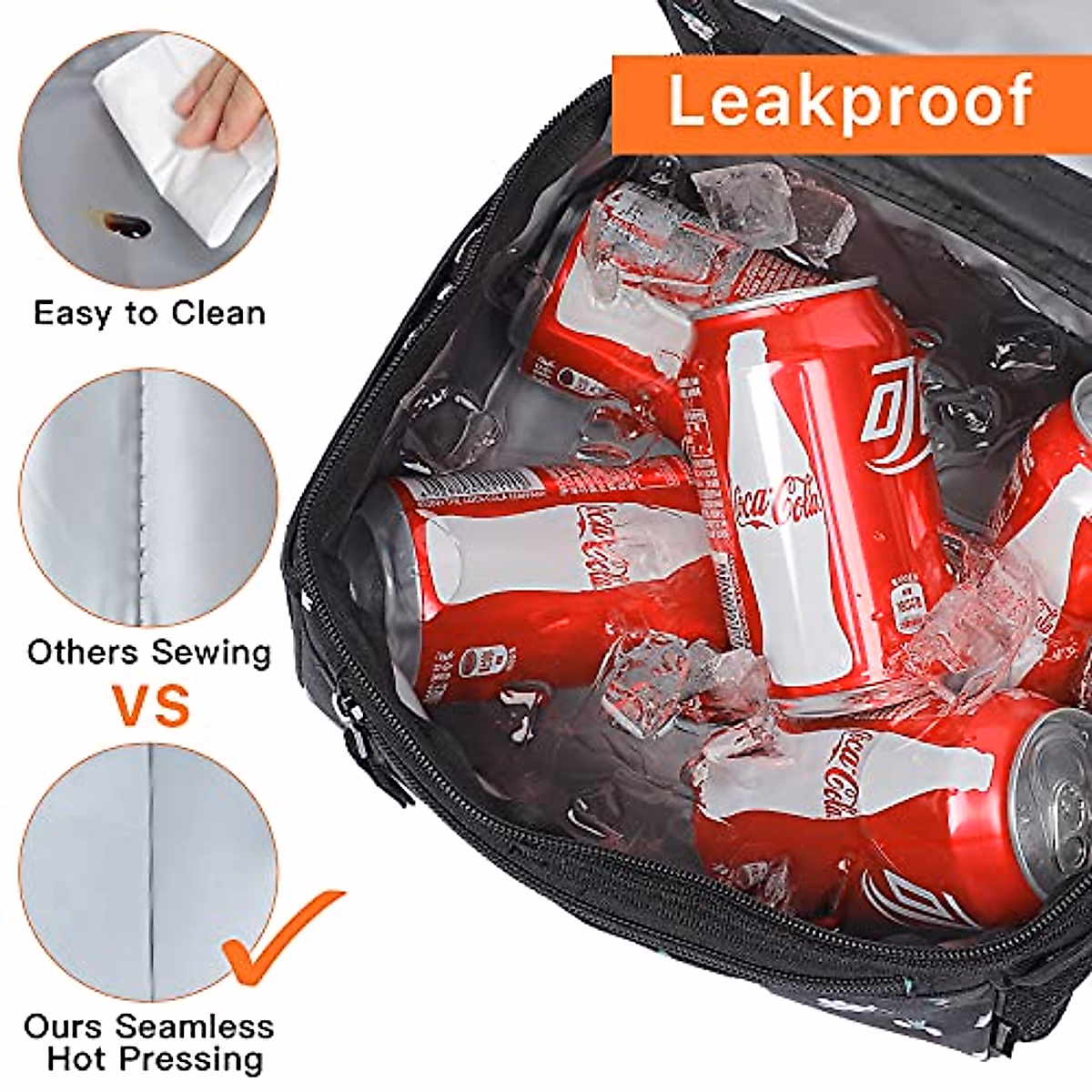 Insulated Lunch Box - 2 Compartment Large Adult Lunch Bag with Sturdy Support & Adjustable Shoulder Strap, Mens Womens Reusable Leakproof lunch Cooler Bags for Work, Beach, Picnic (Floral)