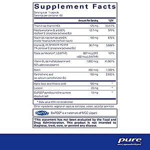 Pure Encapsulations Ultra B-Complex with PQQ | Vitamin B Supplement to Support Nerves, Cells, Methylation, and Mitochondrial Health* | 60 Capsules