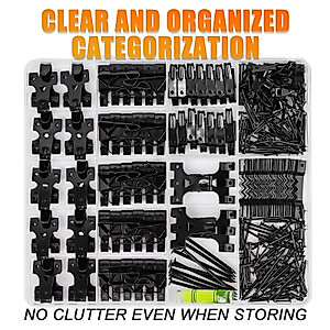 KURUI Picture Hangers, 385Pcs Picture Hanging Kit with Heavy Duty Picture Hanging Hooks, Sawtooth, Hardware Nails and Picture Hanging Tool, Wall Hangers for Frame, Painting, Art, Photo (Black)