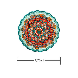 Arly Ceramic Tile Green Trivet for Hot Dishes, Art Waterproof Insulation Pads with Bohemia Style,Round 7.7 Inch