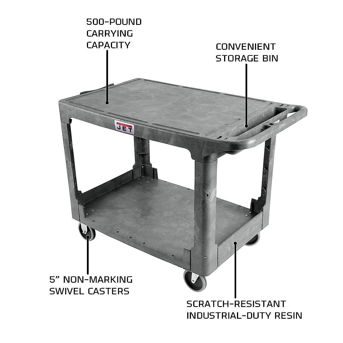 JET 45" x 25" Flat Top Utility Service Cart, 500 Lbs. Capacity (Model PUC-4525)