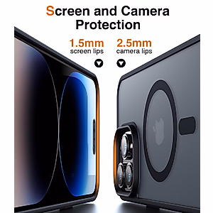 Meifigno Magic Mag Series for iPhone 14 Pro Max Case, [Military Grade Protection & Compatible with MagSafe], Translucent Matte Back with Aluminum Alloy Keys, for iPhone 14 Pro Max 6.7", Black