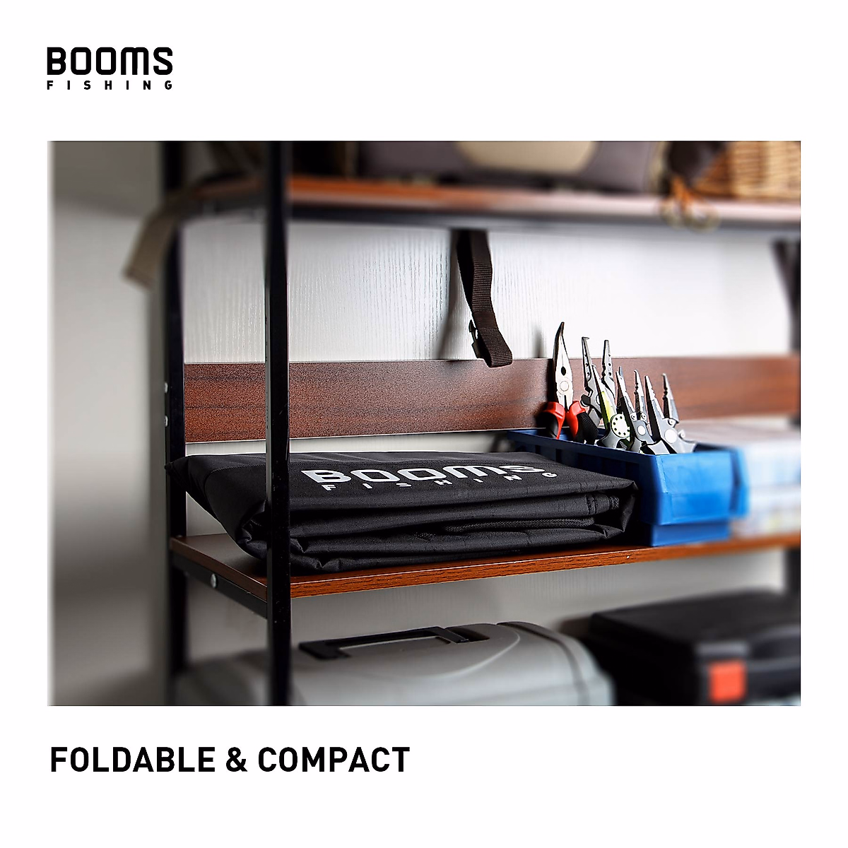 Booms Fishing PB1 Fishing Rod Case, Portable Folding Fishing Pole Case, Fishing Spinning Rod Bag, Store Up to 2 Fishing Poles with Reels, 4.4ft/53inch