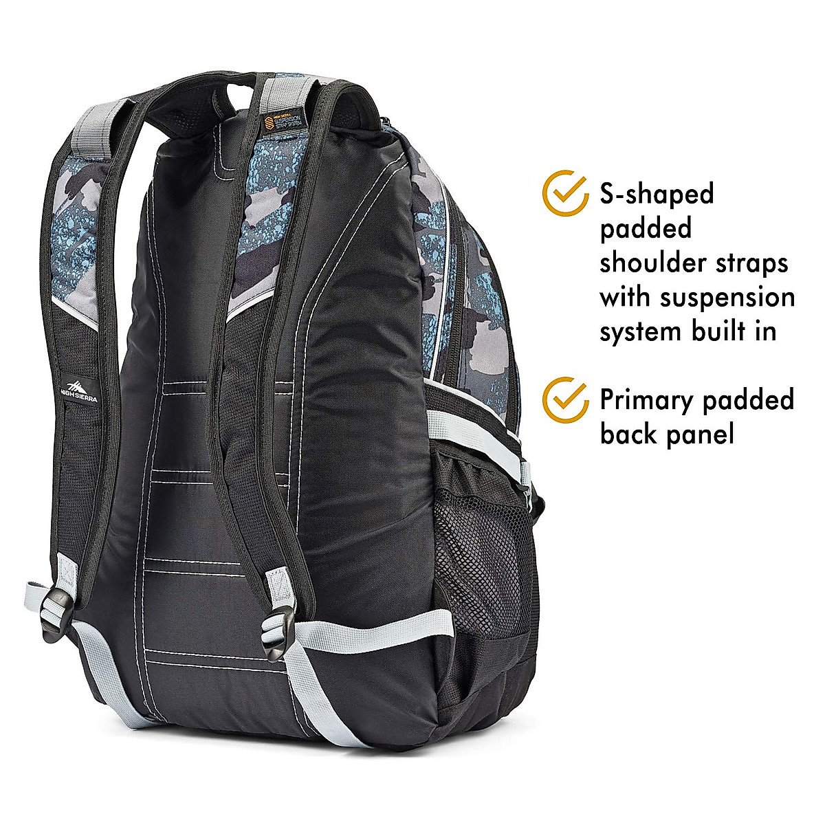 High Sierra Loop Backpack, Travel, or Work Bookbag with tablet sleeve, One Size, Graffiti/Black/Ash