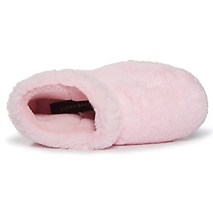 Lucky Brand Girls Plush Bootie Slippers, Fuzzy Rubber Sole Bedroom Slipper Booties, Little Kids Cozy Fluffy House Shoes Boots, Pink, Size 2-3