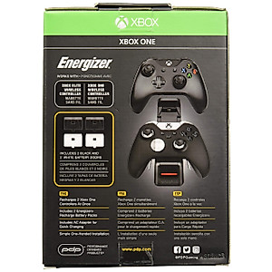 PDP Gaming Energizer Dual Controller Charging System, Two Rechargeable Battery Packs: Black - Xbox One