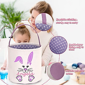 chopie Personalized Easter Basket, Easter Baskets Bags, Easter Eggs/Gift Baskets for Kids, Bunny Tote Bag Bucket for Easter Eggs, Easter Basket Stuffers for Kids & Toddler, Toys, Gifts