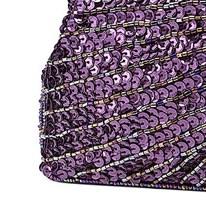 KISSCHIC Vintage Beaded Sequin Peacock Clutch Purse Evening Bags (Purple)