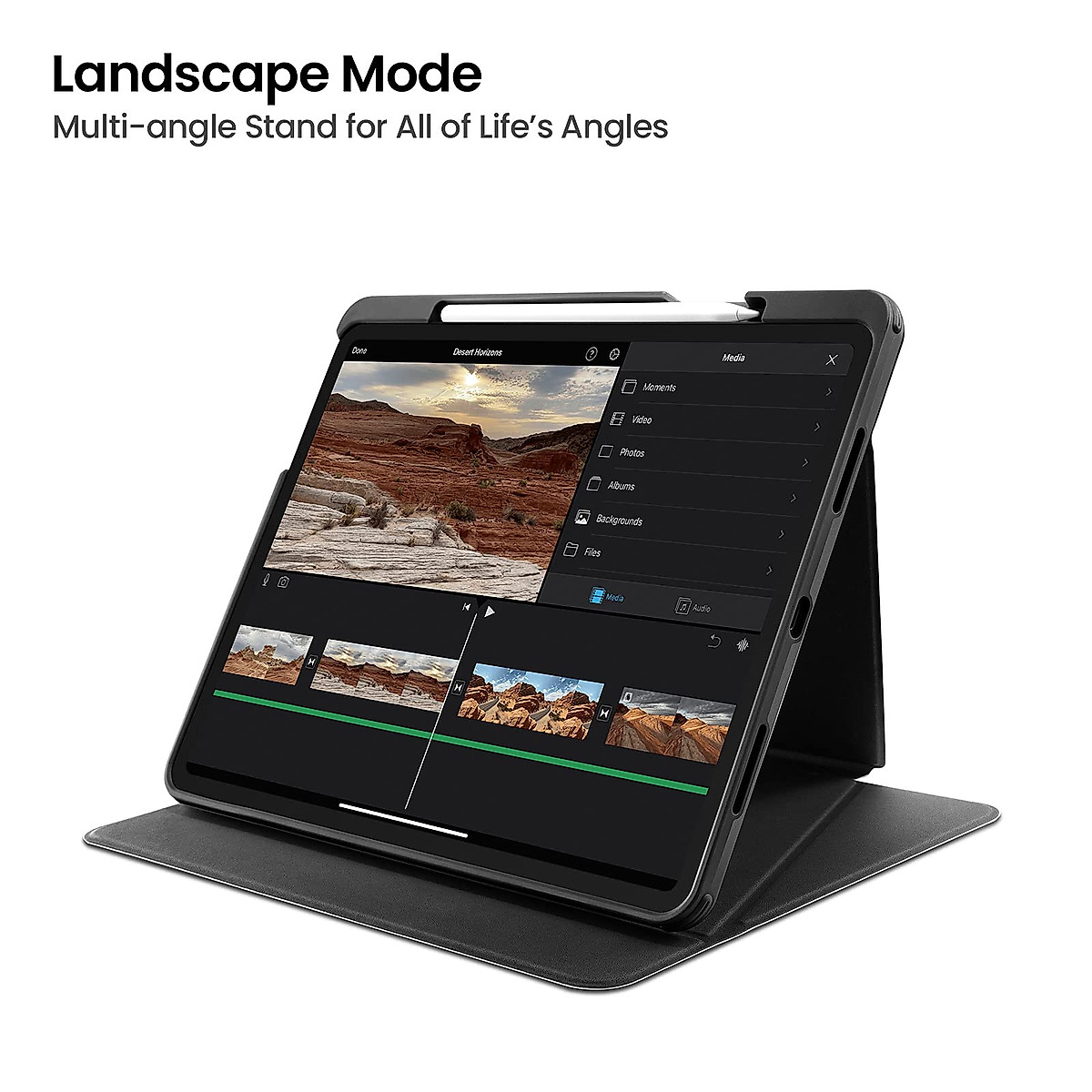 tomtoc Vertical Case for iPad Pro M2&M1 12.9-inch 6th/5th Gen 2021-2022, Slim Protective Anti-Bend Cover with Magnetic Stand for 3 Use Modes, Support Wireless iPad Pencil Charging, Black