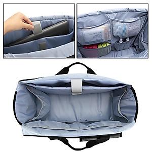 Trunab Nurse Tote Bag for Work with Padded 15.6” Laptop Sleeve, Black