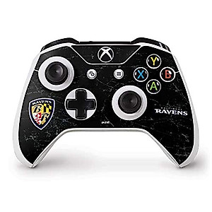Skinit Decal Gaming Skin Compatible with Xbox One S Controller - Officially Licensed NFL Baltimore Ravens - Alternate Distressed Design