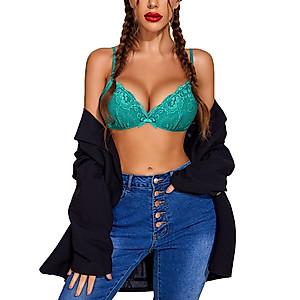 Avidlove Women Lingerie Set Lace Teddy Strap Babydoll Bodysuit with Garter Belts Ceramic Green M