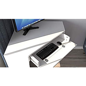 Roomsmart Ideal Gloss White Compact Modern Corner Computer Writing Desk for Home Office