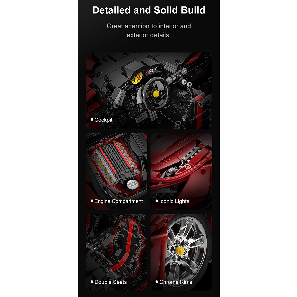 dOMOb Italian Super Car Building Kit – Innovative Stem Toys for 14+ Age Teens & Adults – Realistic Model 1:8 Simulated Build – Original MOC Design – 3236 Pieces or Blocks – for Hobbyist, Collector