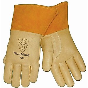 John Tillman and Co"Small Brown Top Grain Pigskin CottonFoam Lined Premium Grade MIG Welders Gloves with Straight Thumb, 4"" Cuff and Kevlar Lock Stitching" (42S)