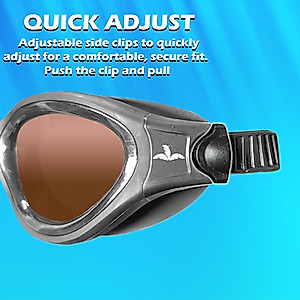 Cabana Sports Pearl Goggle. UV Protection. Anti-Fog. Men, Women, Adults. (Silver, Silver Mirrored)