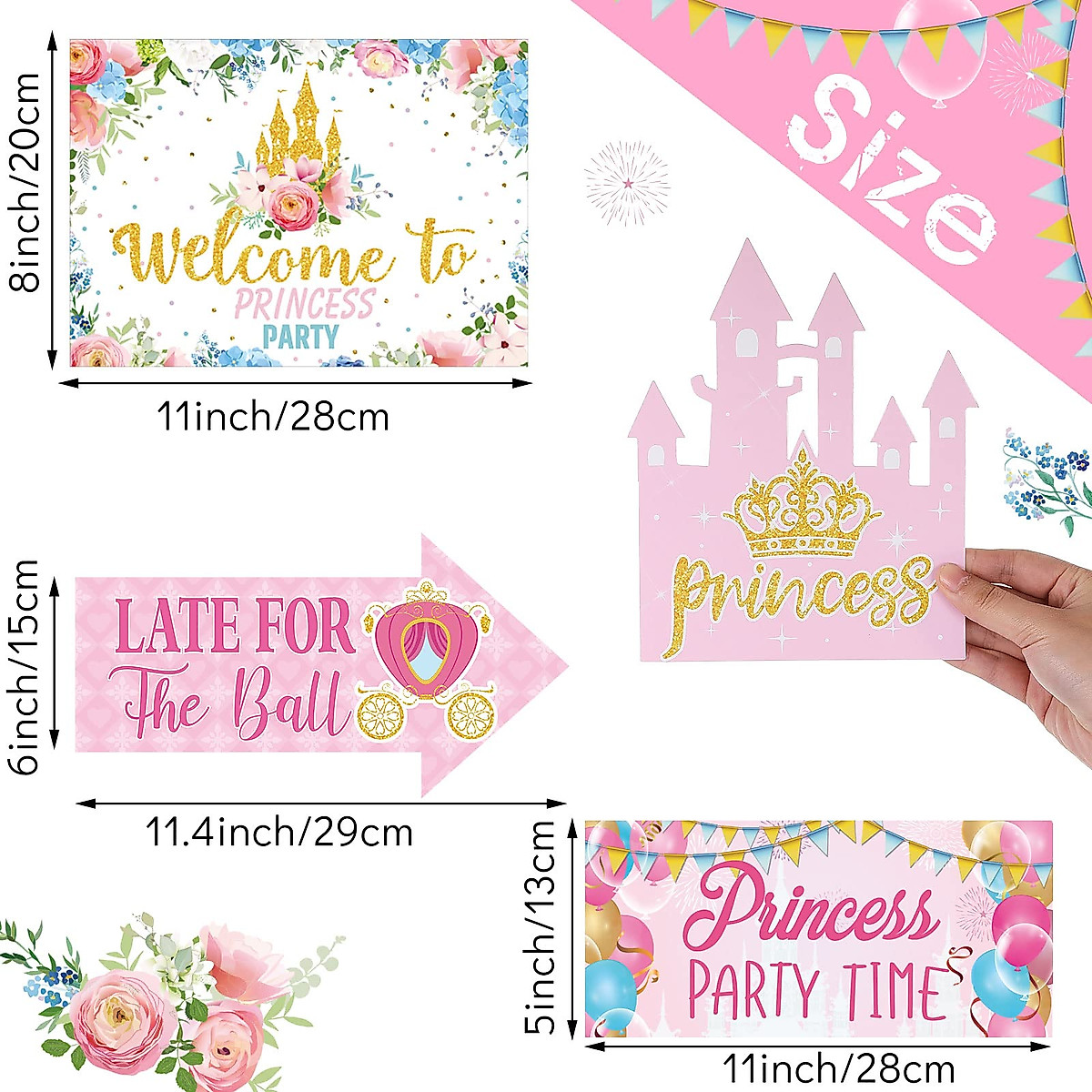 20 Pieces Princess Birthday Party Decorations Princess Welcome Sign Princess Directional Signs Castle Princess Decorations Princess Sign for Girl Birthday Baby Shower Party Supplies, 10 Styles