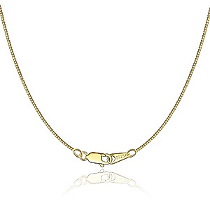 Jewlpire 18K Over Gold Chain Necklace for Women Girls - 0.8mm Box Chain 925 Sterling Silver Chain Super Thin & Sturdy Women's Chain Necklaces 18 Inch