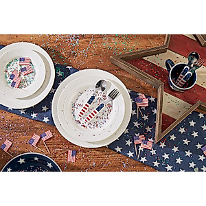 Annova Kids Silverware 6 Pieces Stainless Steel Children's Flatware Set 3 x Forks, 3 x Dinner Spoon Plastic Handle, Toddler Utensils Without Knives, for Babies, Infants BPA Free (US Flag)