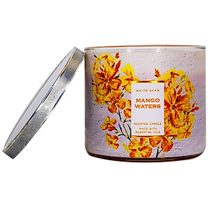 White Barn Bath and Body Works Mango Waters 3 Wick Candle 14.5 Ounce White Label