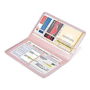 HerriaT Car Registration and Insurance Card Holder - Leather Vehicle Glove Box Automobile Documents Paperwork Wallet Case Organizer for ID, Driver's License, Key Contact Information Cards - Men&Women