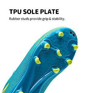 DREAM PAIRS Boys Girls Soccer Cleats Youth Firm Groud Athletic Outdoor Trainning Football Shoes for Little/Big Kid,Size 2 Little Kid,Blue/Neon Green,SDSO224K