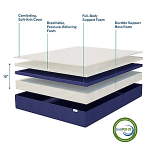 Sleep Innovations Arlo 10 Inch Cooling Firm Support Foam Mattress, Twin Size, Bed in a Box, Airflow Foam, Firm Feel