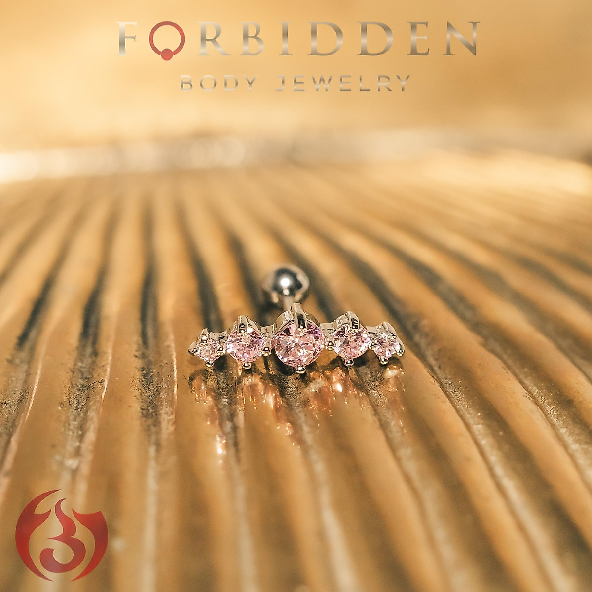 Forbidden Body Jewelry 16g 6mm Surgical Steel 5-Gem Curved Aqua Blue CZ Crystal Cartilage Stud Earring