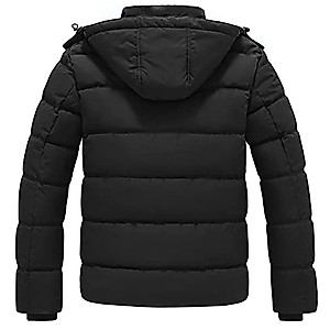 GGleaf Men's Puffer Jacket Down Winter Coat Insulated and Water-Resistant with Hood Removable Black Medium