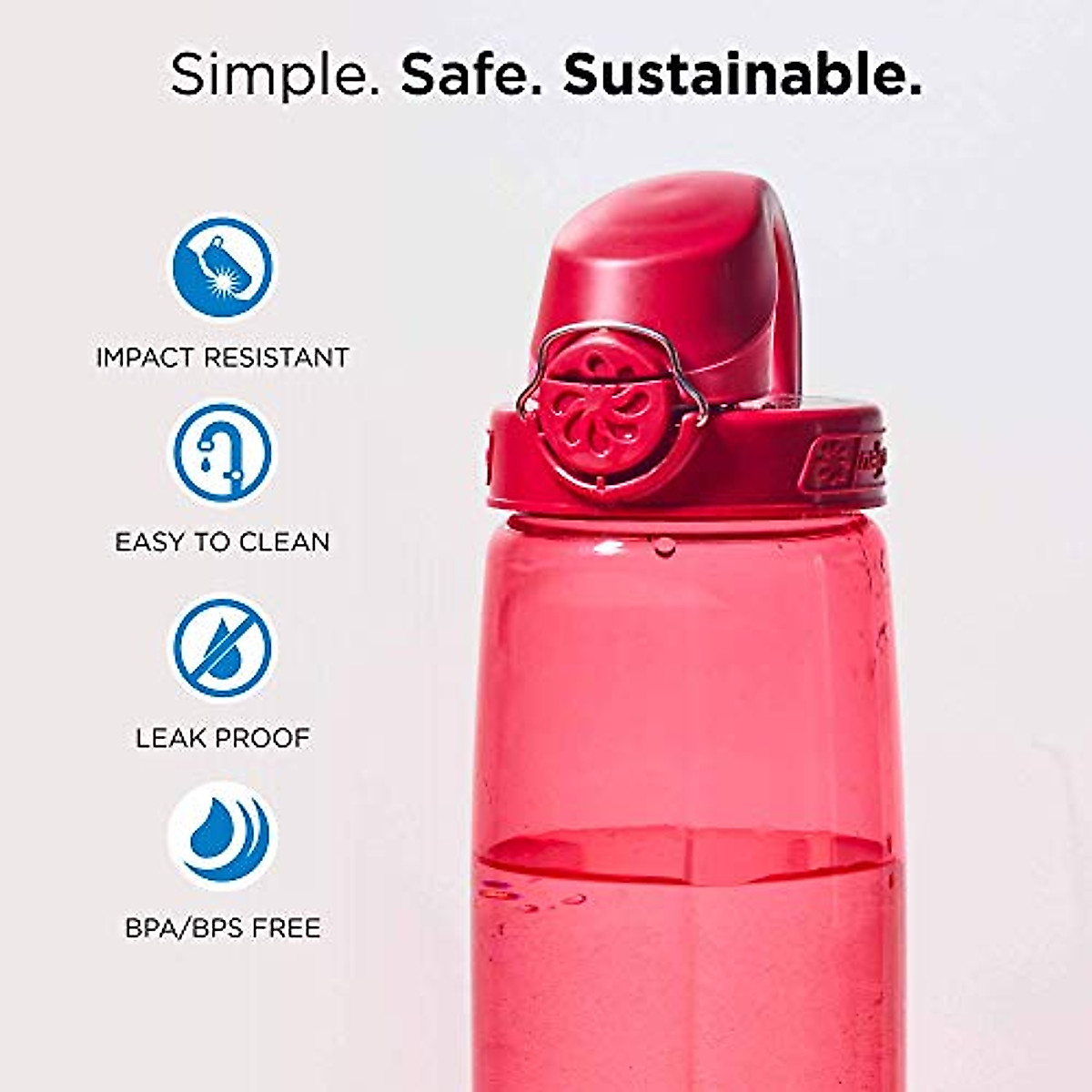 Nalgene Sustain Tritan BPA-Free On The Fly Water Bottle Made with Material Derived from 50% Plastic Waste, 24 OZ, Charcoal with Lime, 24oz
