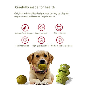 LQZHYL Dog Chew Toys 3 Pack for Aggressive Chewers, Rubber Dog Toys,Multifunctional Teeth Cleaning and Gum Massage, Tough Toys with Natural Rubber for Large and Medium Dog (Greens)