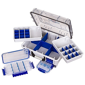 Flambeau Outdoors 3000WPBC Tackle Box - HD Waterproof Tackle Satchel System, Includes 2 Removable WP3012 Ultimate Waterproof Tuff Tainers, Floating Satchel, Fishing Tackle and Gear Storage, Gray/Clear