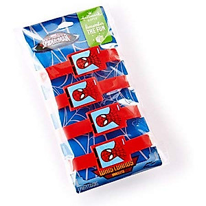 Spiderman Super Hero Birthday Party Supplies Bundle Pack for 16 Includes Dessert Plates, Napkins, Table Cover, Happy Birthday Banner, Paper Masks, Favor Loot Bags, Favor Bracelets, Mylar - 84 Pieces