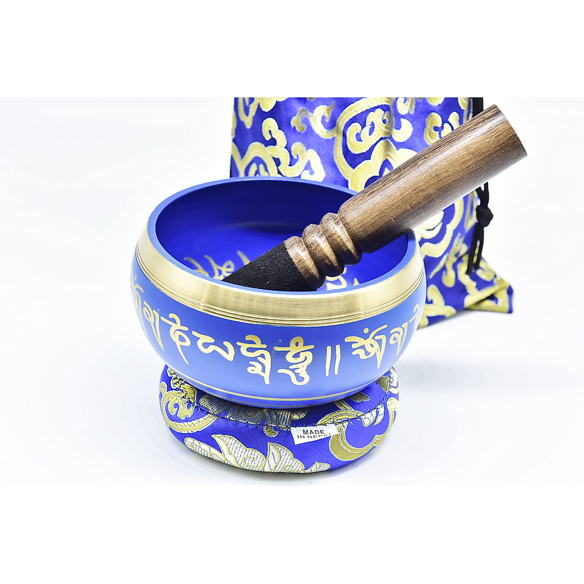 5 Inch Tibetan Meditation Yoga Singing Bowl Set with free,wooden Mallet Silk Cushion and Carry bag from Nepal, Singing bowls.