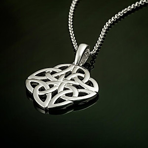 Biddy Murphy Celtic Knot Necklace 925 Sterling Silver, Fine Irish Pendant Jewelry for Women, Imported from Ireland, 18" Inch Length, 7/8" wide and 1 1/4" tall