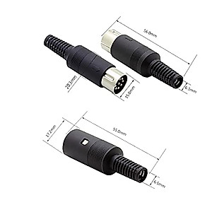 LYLGO 2 Pair Black DIN 8 Pin Female Male Adapter Socket Audio AV Connector