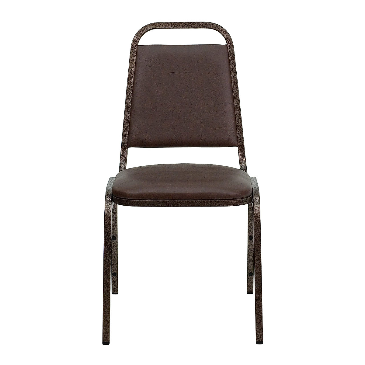 EMMA + OLIVER Trapezoidal Back Banquet Chair, Brown Vinyl/Copper Vein Frame
