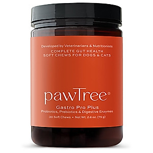 pawTree Gastro Pro Plus for Dogs and Cats - Probiotics, Prebiotics and Digestive Enzymes - for Sensitive Stomach, Digestive Issues, Loose Stool, and Bad Gas (30 ct)