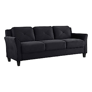 BOWERY HILL Microfiber Upholstery Living Room Sofa in Black