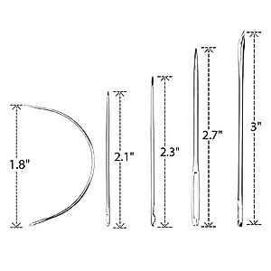 Eketirry Hand Sewing Needle Kit, Heavy Duty Household Hand Needles for for Upholstery, Carpet, Leather, Canvas Repair (5 Pieces)