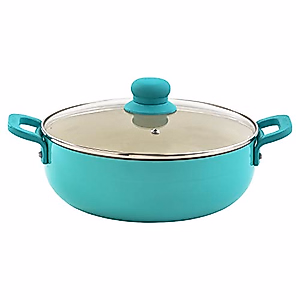 IMUSA USA, Tea Caldero (Dutch Oven) with Glass Lid Ceramic Interior 2-Quart, Teal