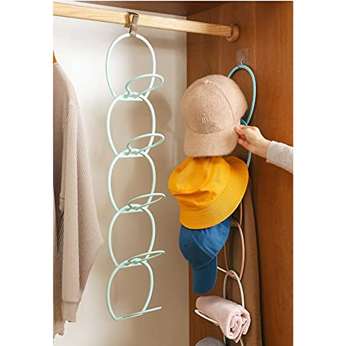 Ubrand Faye Butler 6-Hook Ring Loops, Over-Door Hanger, Hat Rack Organizer/Baseball Cap Holder/Door+Wall Storage Organizer for Hat,Scarf, Bag, Caps, Towel, Clothes (White)