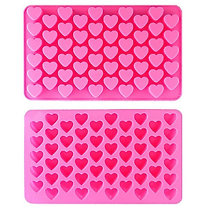 Silicone Mini Heart 55-Cavity Molds for Baking, Heart Shape Ice Cube Candy Chocolate Mold, Valentine Candy Molds, Pack of 2