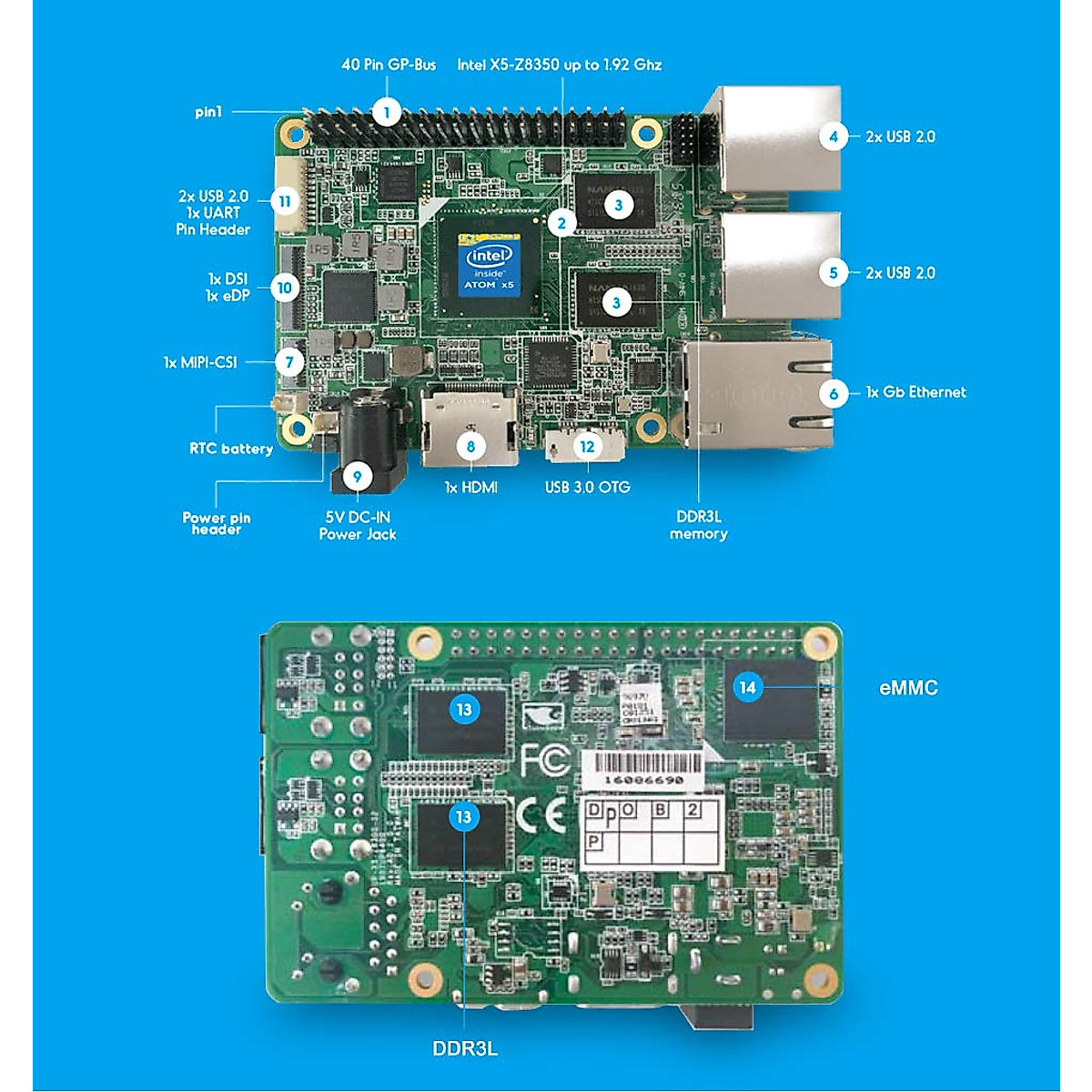 AAEON UP Board 4GB RAM/64GB EMMC - a Win10 Development Board Compatible with Raspberry Pi HAT Support Linux & Android OS