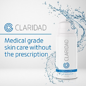 Benzoyl Peroxide 10% Acne Treatment Gel - Pimple Cream & Acne Spot Treatment - Fight Cystic Acne, Back Acne & Body Acne - by Claridad - Paraben & Cruelty Free