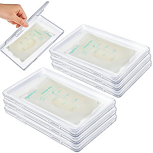 Hushee 12 Pcs Clear Flat Breast Milk Freezer Storage Organizer Space Saving Breastmilk Storage Breastmilk Freezer Tray Breastfeeding Bag Organization, 7.87 x 4.72 x 0.67 in