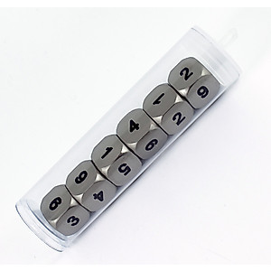 Solid Metal D6 Dice - Set of Six, Silver Color