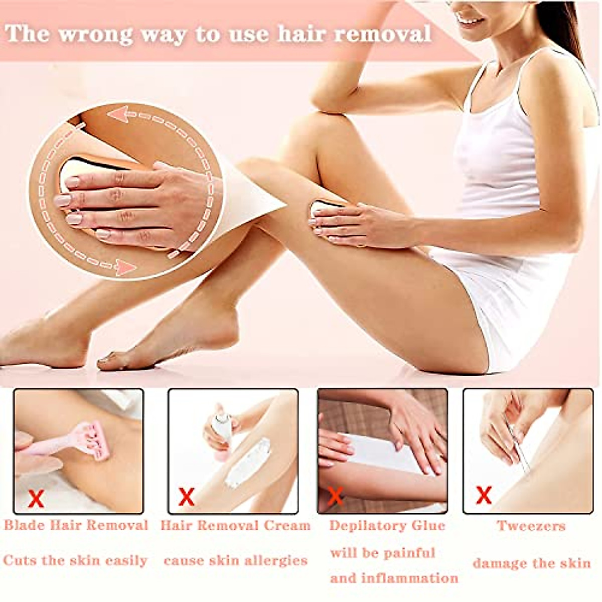Crystal Hair Eraser, Painless Nano Crystal Hair Removal, Smooth Soft Silky Skin, Reusable Men & Women Physical Hair Remover Skin Exfoliator Tool Bring 1 Cleaning Cloth, for Any Part of The Body